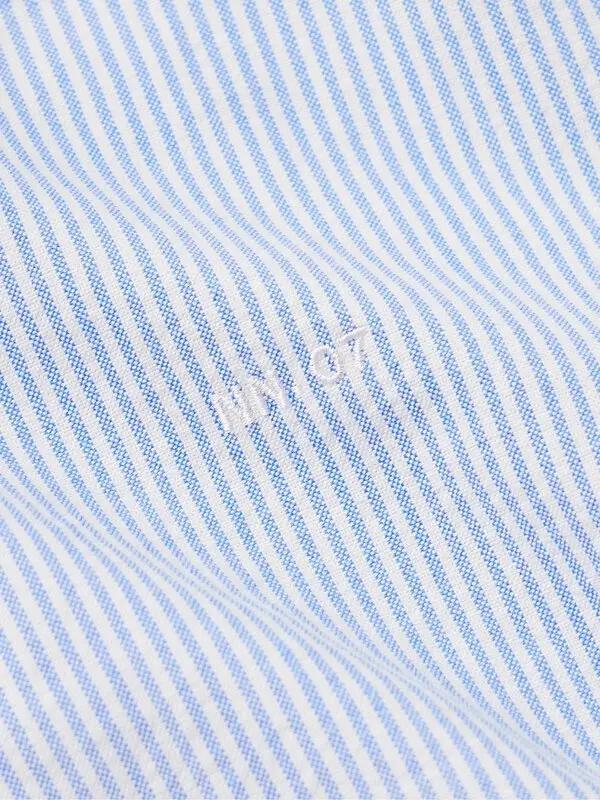 Nn07 Colby 5910 Button-down Collar Logo-embroidered Striped Organic Cotton Shirt
