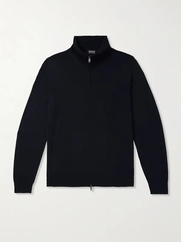 Zegna Wool Zip-up Cardigan - Blue