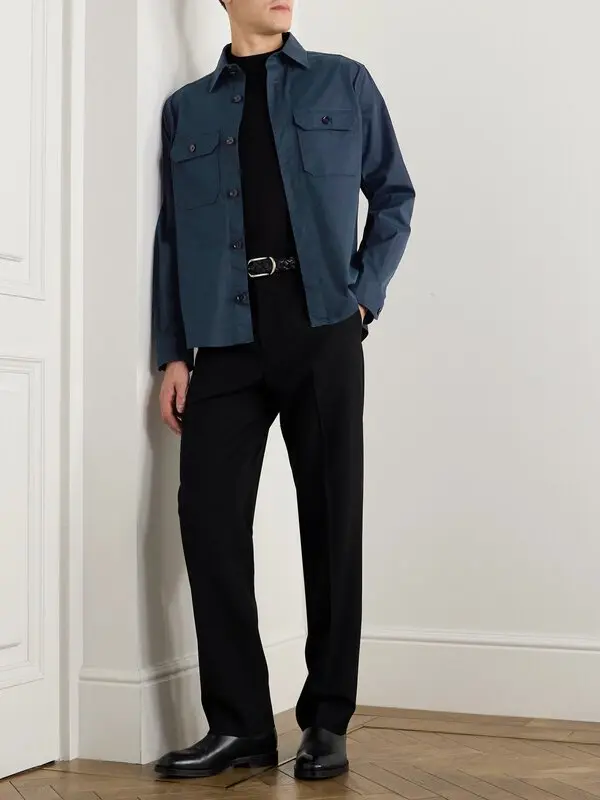 Zegna Cotton-blend Twill Overshirt - Blue