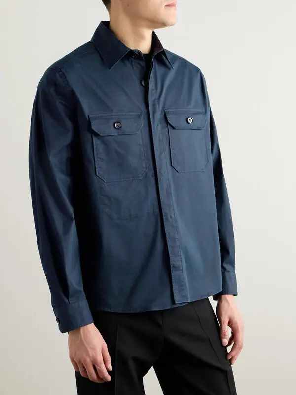 Zegna Cotton-blend Twill Overshirt - Blue