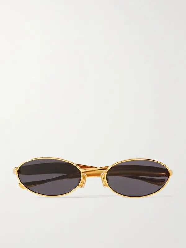 Bottega Veneta Sardine' -tone Oval Sunglasses - Gold