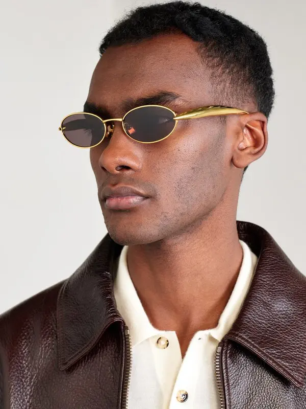 Bottega Veneta Sardine' -tone Oval Sunglasses - Gold