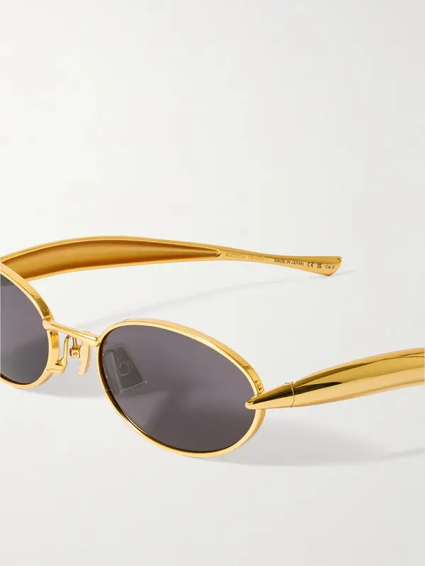 Bottega Veneta Sardine' -tone Oval Sunglasses - Gold