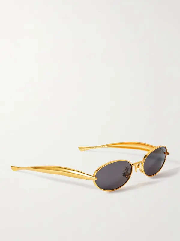 Bottega Veneta Sardine' -tone Oval Sunglasses - Gold