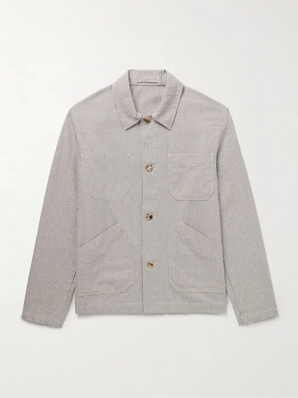 Mr P. Striped Organic Cotton Chore Jacket