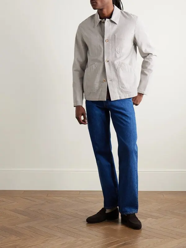 Mr P. Striped Organic Cotton Chore Jacket