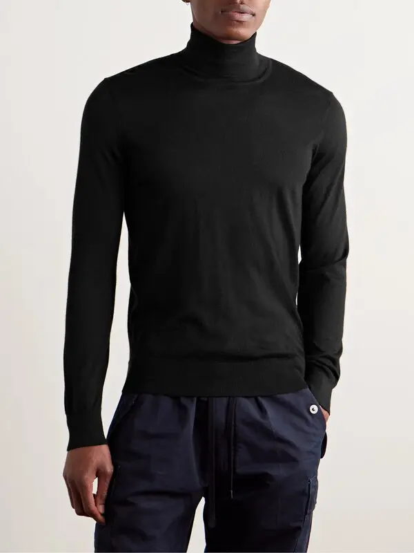 Zegna Cashmere And Silk-blend Rollneck Sweater - Black