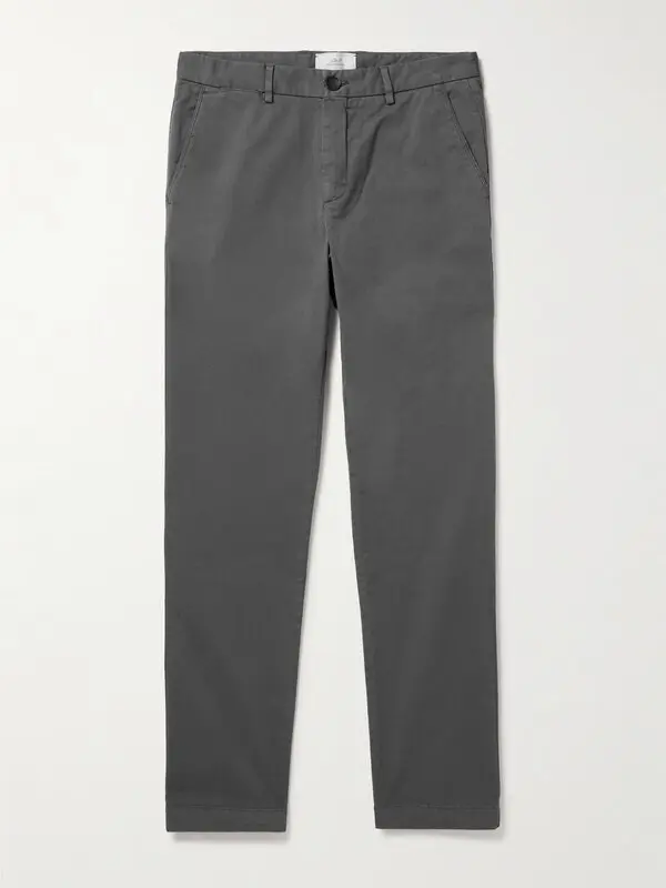 Mr P. Samuel Straight-leg Organic Cotton-blend Twill Chinos - Gray