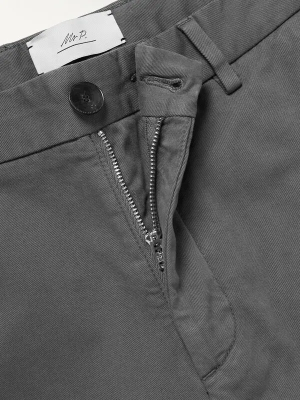 Mr P. Samuel Straight-leg Organic Cotton-blend Twill Chinos - Gray