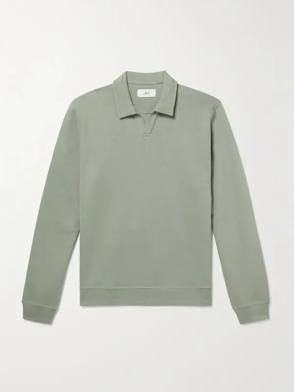 Mr P. Cotton-jersey Sweatshirt With Open Polo Collar