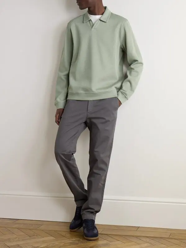 Mr P. Cotton-jersey Sweatshirt With Open Polo Collar