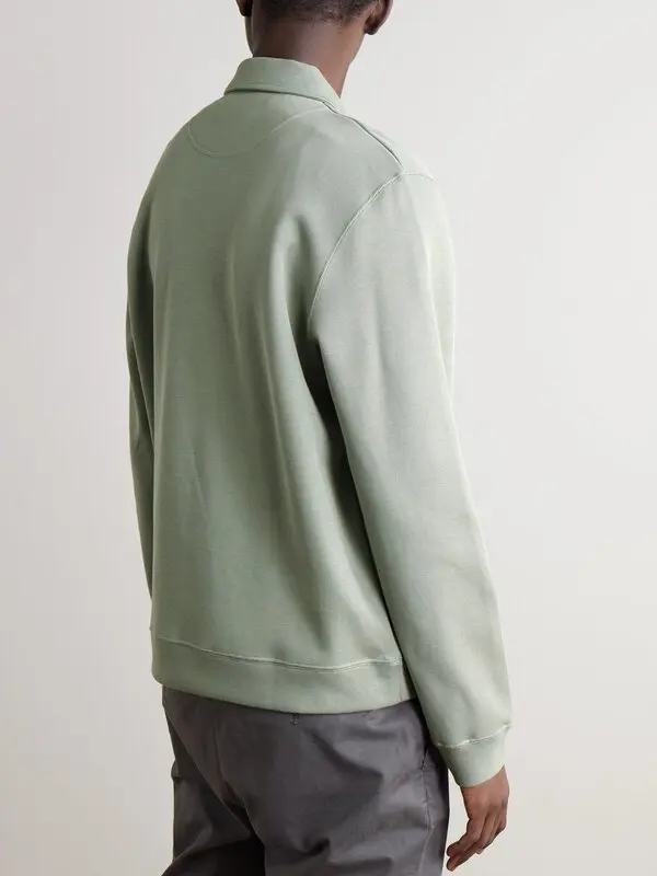 Mr P. Cotton-jersey Sweatshirt With Open Polo Collar