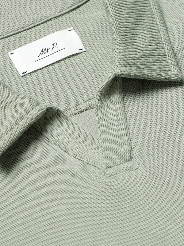 Mr P. Cotton-jersey Sweatshirt With Open Polo Collar