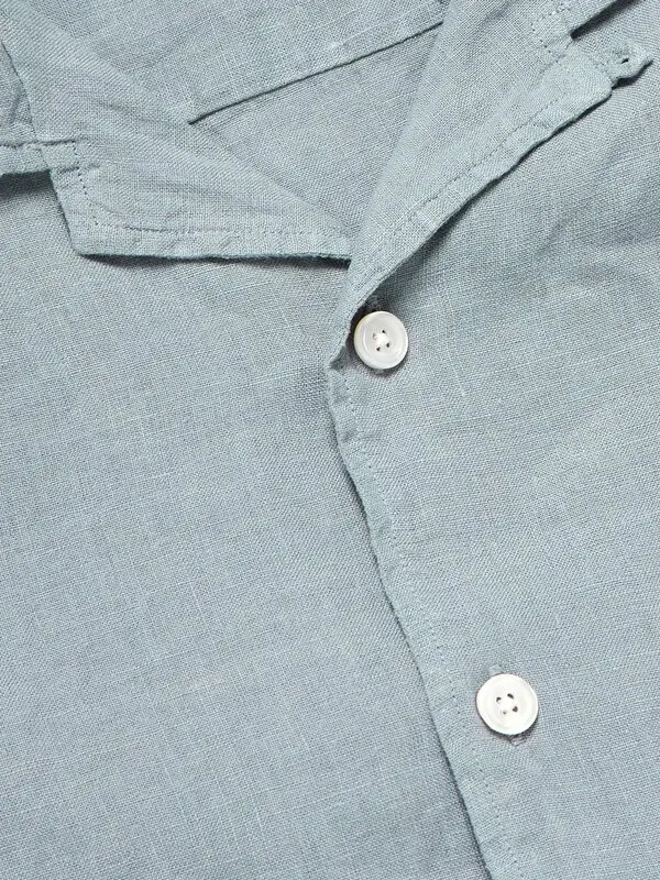Hartford Palm Convertible-collar Linen Shirt