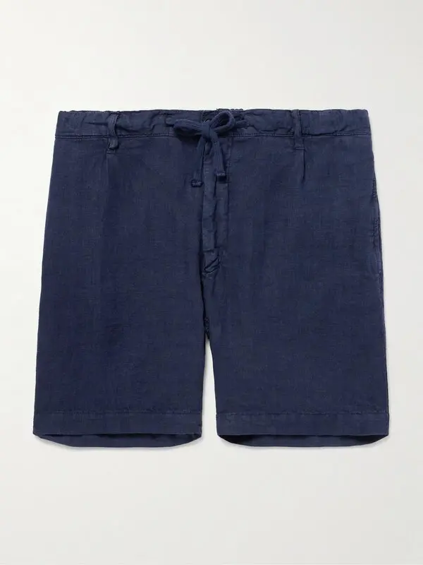 Hartford Tank Straight-leg Linen Drawstring Shorts - Blue
