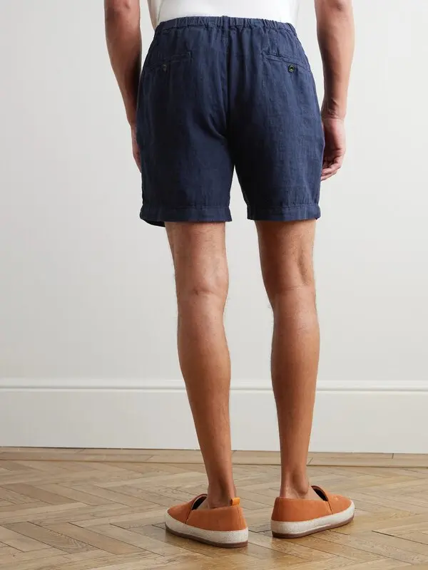 Hartford Tank Straight-leg Linen Drawstring Shorts - Blue