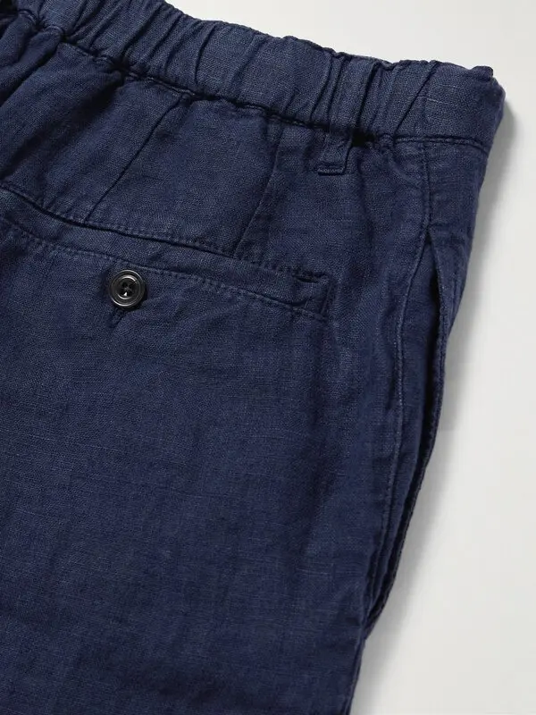 Hartford Tank Straight-leg Linen Drawstring Shorts - Blue