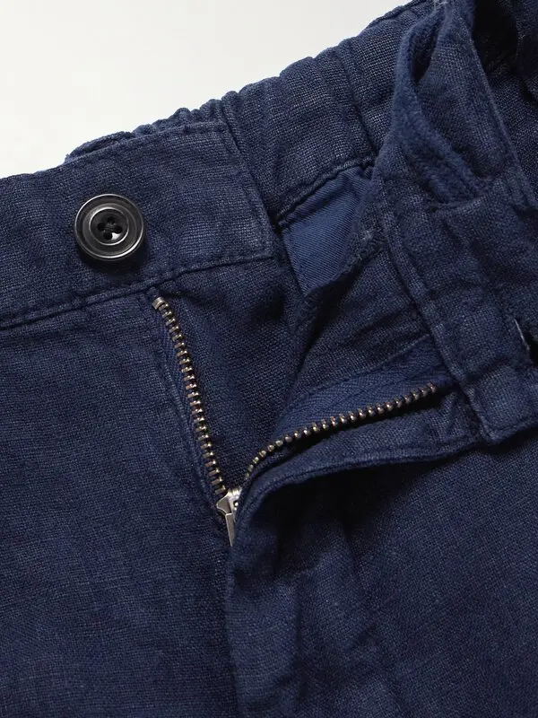 Hartford Tank Straight-leg Linen Drawstring Shorts - Blue