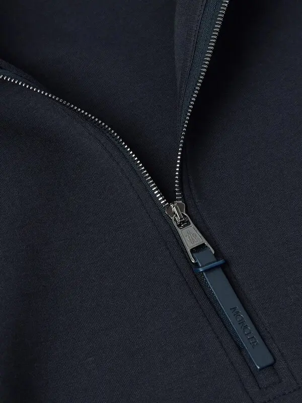 Moncler Logo-appliquéd Cotton-blend Jersey Half-zip Sweatshirt - Blue