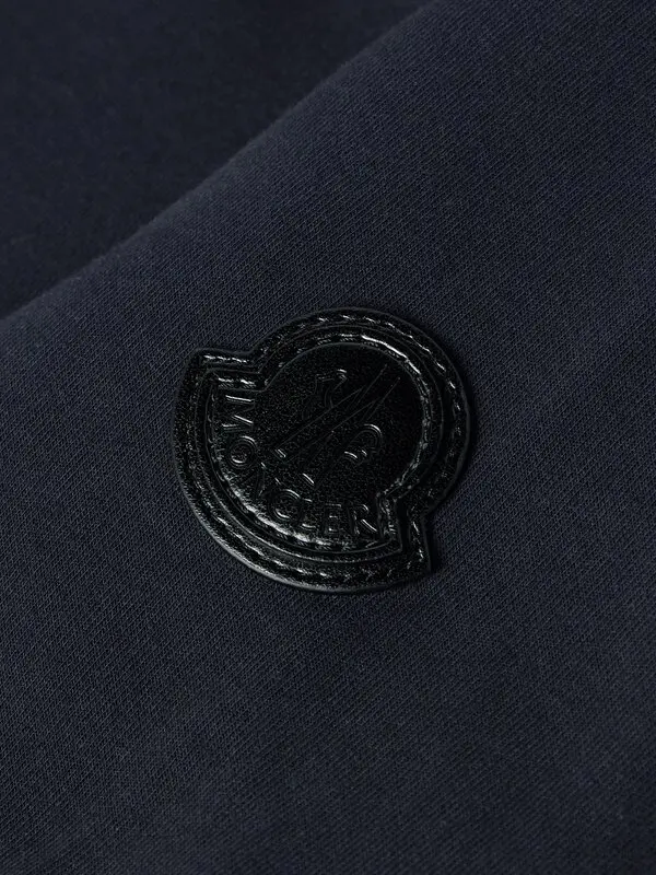 Moncler Logo-appliquéd Cotton-blend Jersey Half-zip Sweatshirt - Blue