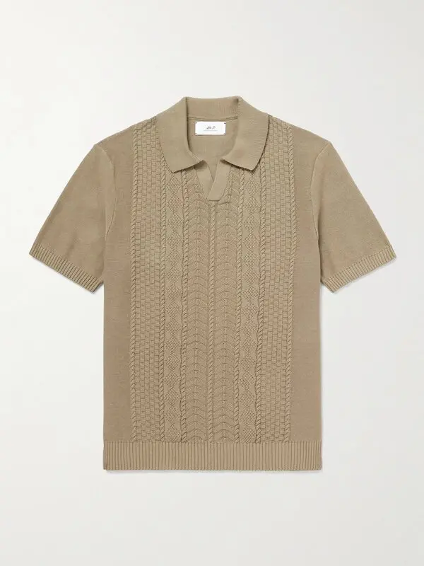 Mr P. Johnny Textured Organic Cotton Polo Shirt