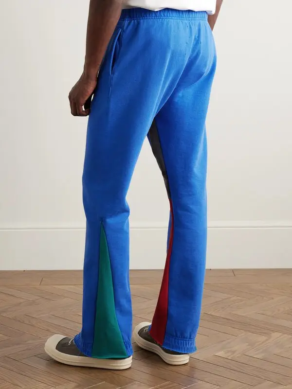 GALLERY DEPT. Flared Denim-panelled Logo-print Cotton-jersey Sweatpants - Blue