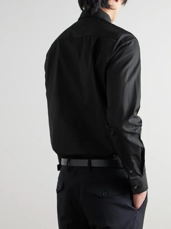 Mr P. Business Organic Cotton-poplin Shirt - Black