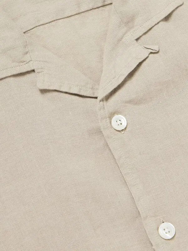 Hartford Palm Convertible-collar Linen Shirt