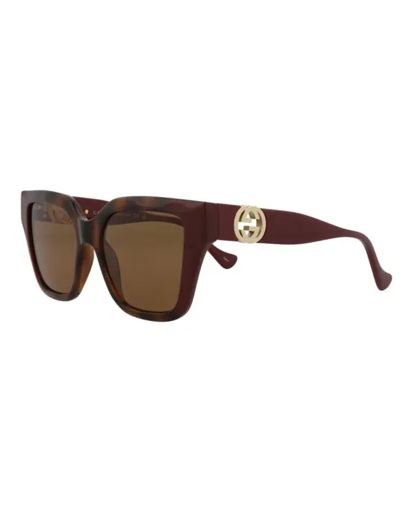 Gucci Square Frame Sunglasses - Havana/burgundy/brown (gg1023s