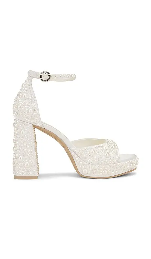 Dolce Vita Pandro Pearl Embellished Block Heel Sandals - White