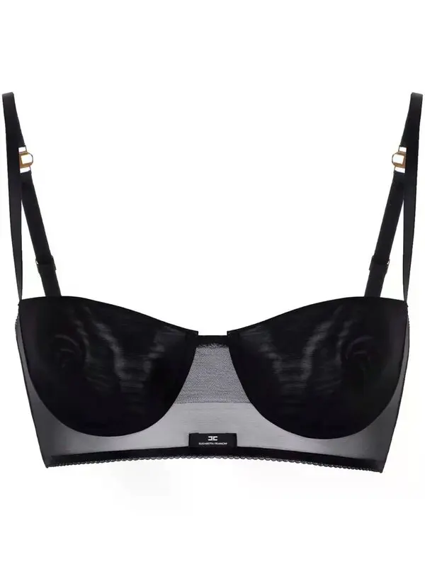 Elisabetta Franchi Tulle Bra Top - Black