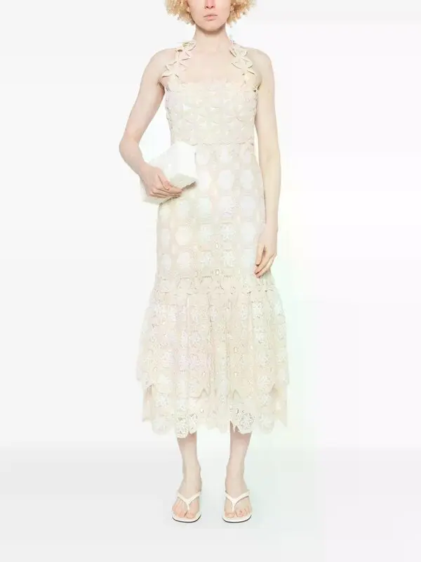 Patbo Crochet Halterneck Midi Dress In Neutrals - 66% Off | Editorialist