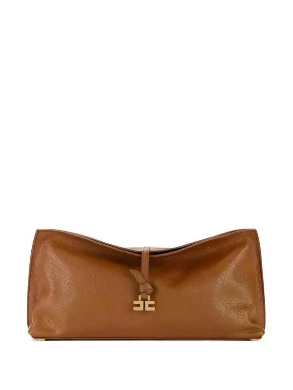 Elisabetta Franchi Boulevard Leather Clutch Bag - Brown