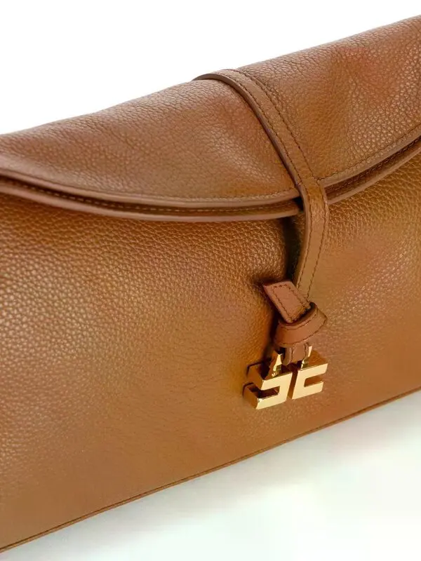 Elisabetta Franchi Boulevard Leather Clutch Bag - Brown