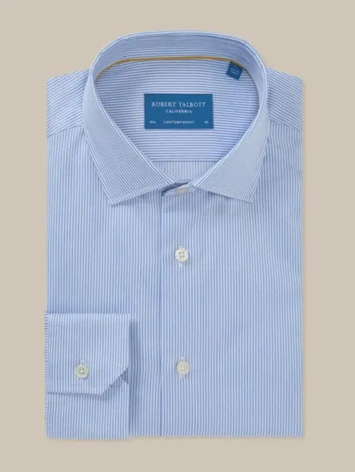 Robert Talbott Reynolds Mini Stripe Twill Classic Fit Shirt - Blue