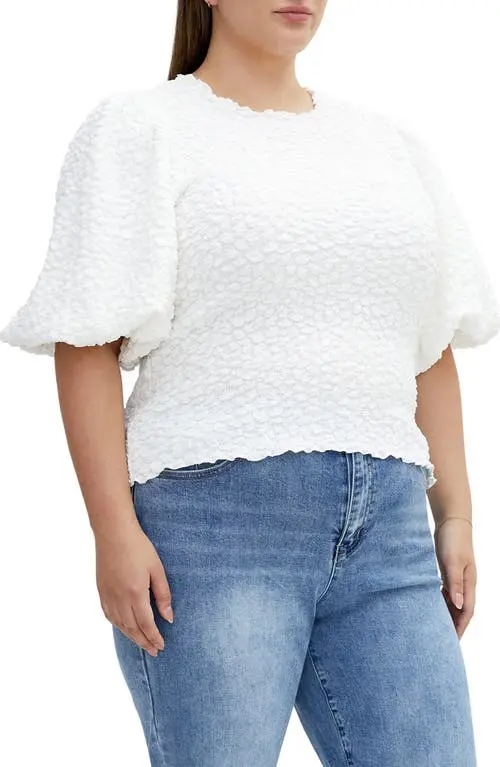 City Chic Chrissie Balloon Sleeve Textured Top