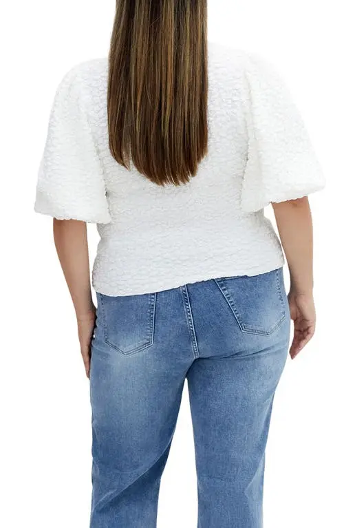 City Chic Chrissie Balloon Sleeve Textured Top