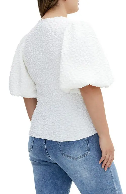 City Chic Chrissie Balloon Sleeve Textured Top