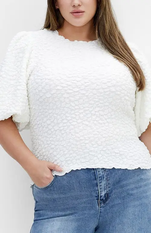 City Chic Chrissie Balloon Sleeve Textured Top