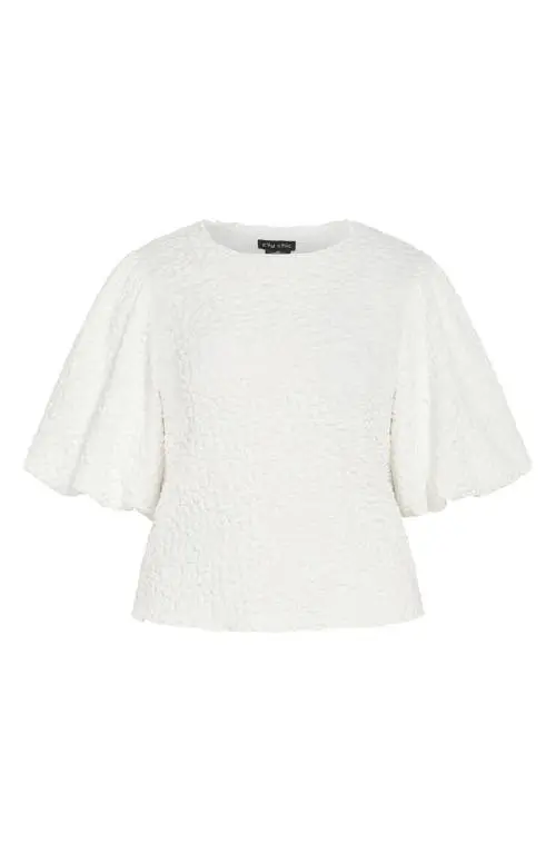 City Chic Chrissie Balloon Sleeve Textured Top