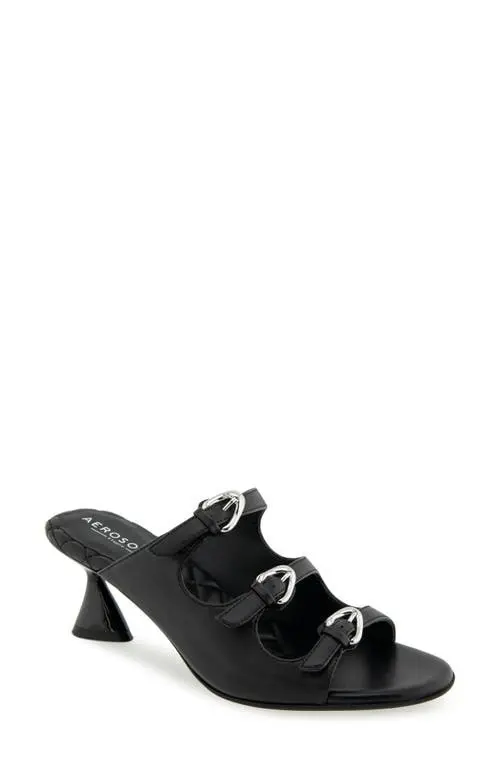 Aerosoles Jenna Slide Sandal - Black Leather