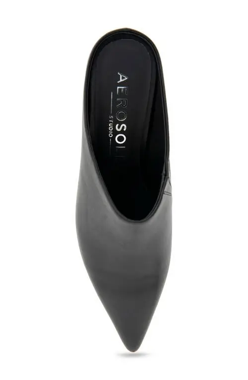 Aerosoles Jama Pointed Toe Mule - Black Leather