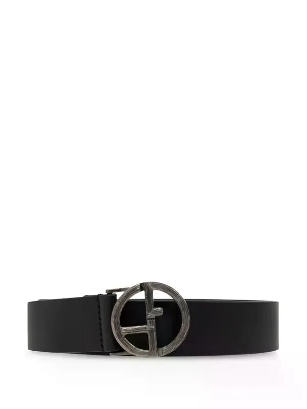 Giorgio Armani Logo Leather Belt - Black
