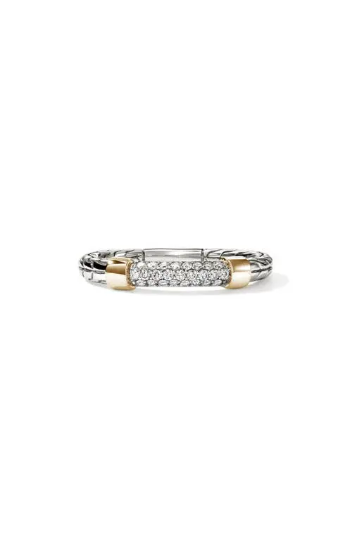 John Hardy Essentials Diamond Band Ring - Silver And Gold White Diamond