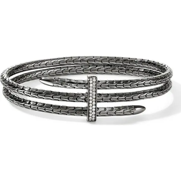 John Hardy Spear Diamond Cuff - Dark Silver