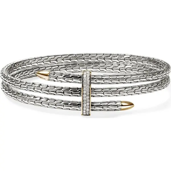 John Hardy Spear Diamond Cuff - Gold And Silver