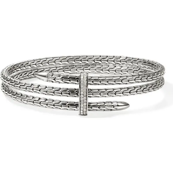 John Hardy Spear Diamond Cuff - Silver White Diamond