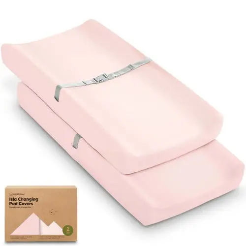KEABABIES 2-pack Isla Changing Pad Covers - Mist Rose