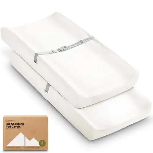 KEABABIES 2-pack Isla Changing Pad Covers - Soft White