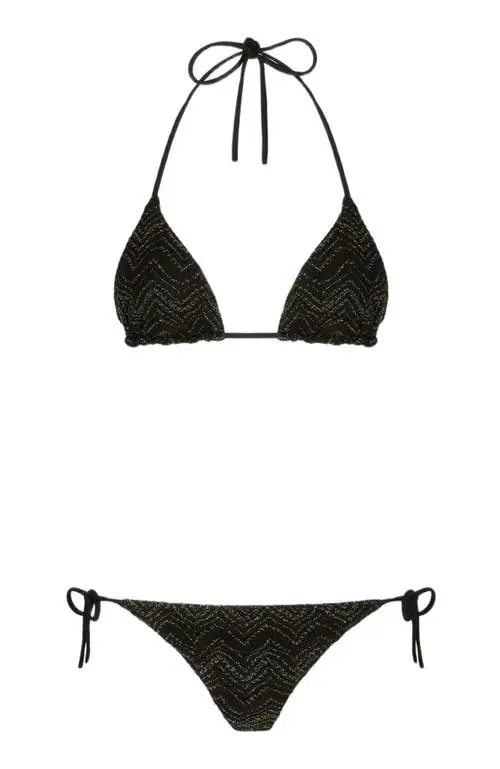 Missoni Zig Zag Lamé Viscose Bikini - Black & Lamé